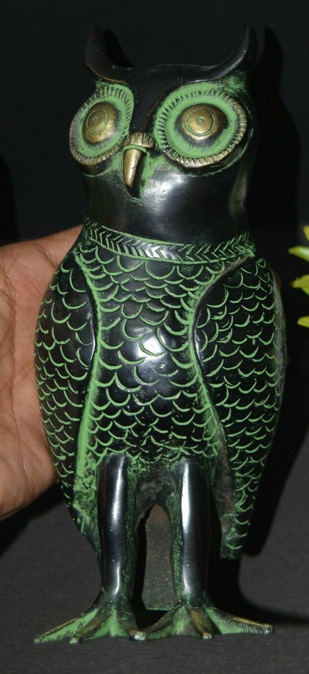 Brass Hooter Figurine Nocturnality Bird Owl Style Statue Home Decor ...