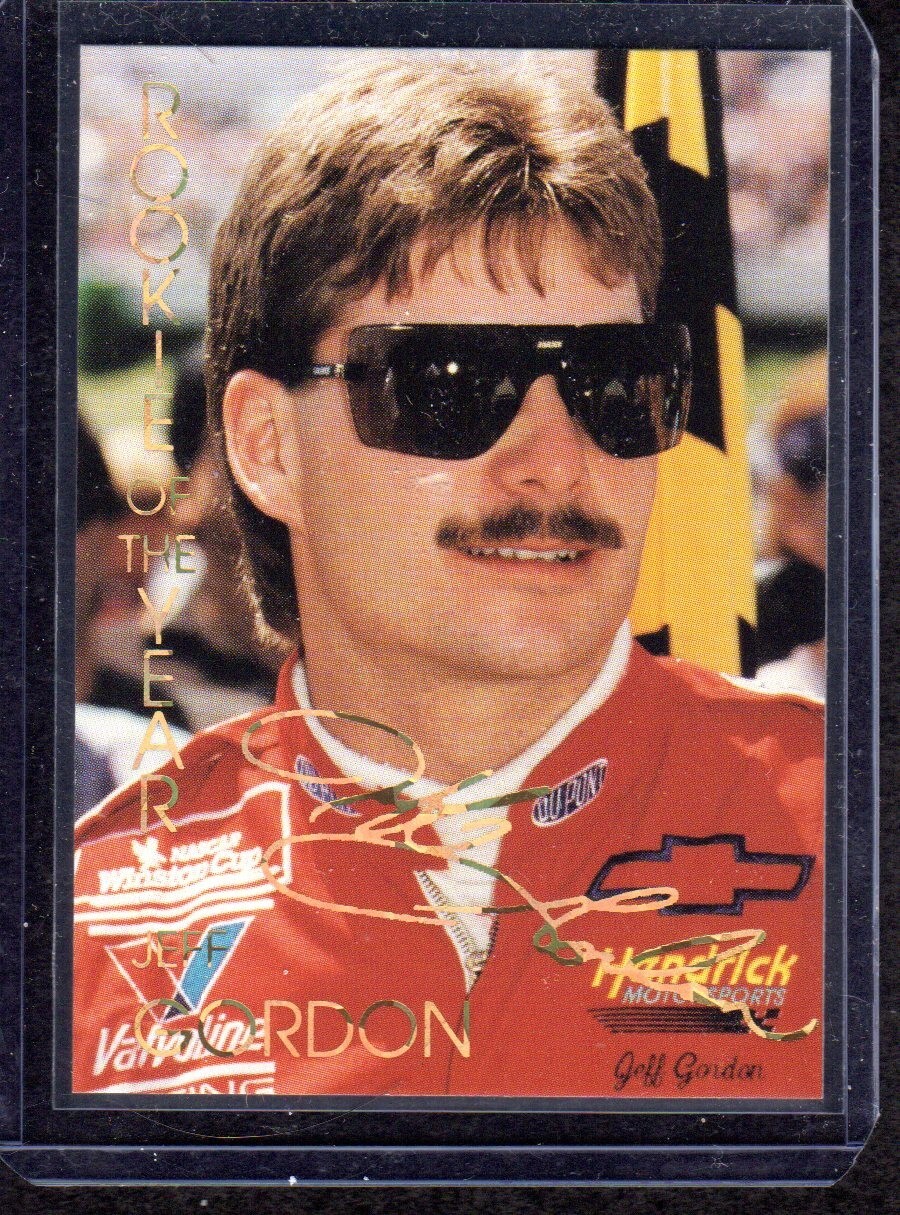 1995 NASCAR Jeff Gordon Gold Signature Series Rookie Of The Year Card ...
