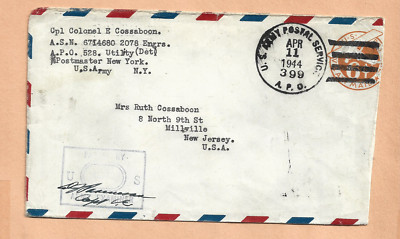WORLD WAR II MILITARY MAIL APO 528 / 399 1944 UTILITY DET ORAN CENSORED ...