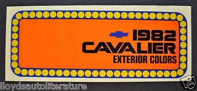 1982 Chevrolet Cavalier Paint Chip Colors Brochure Excellent Original ...