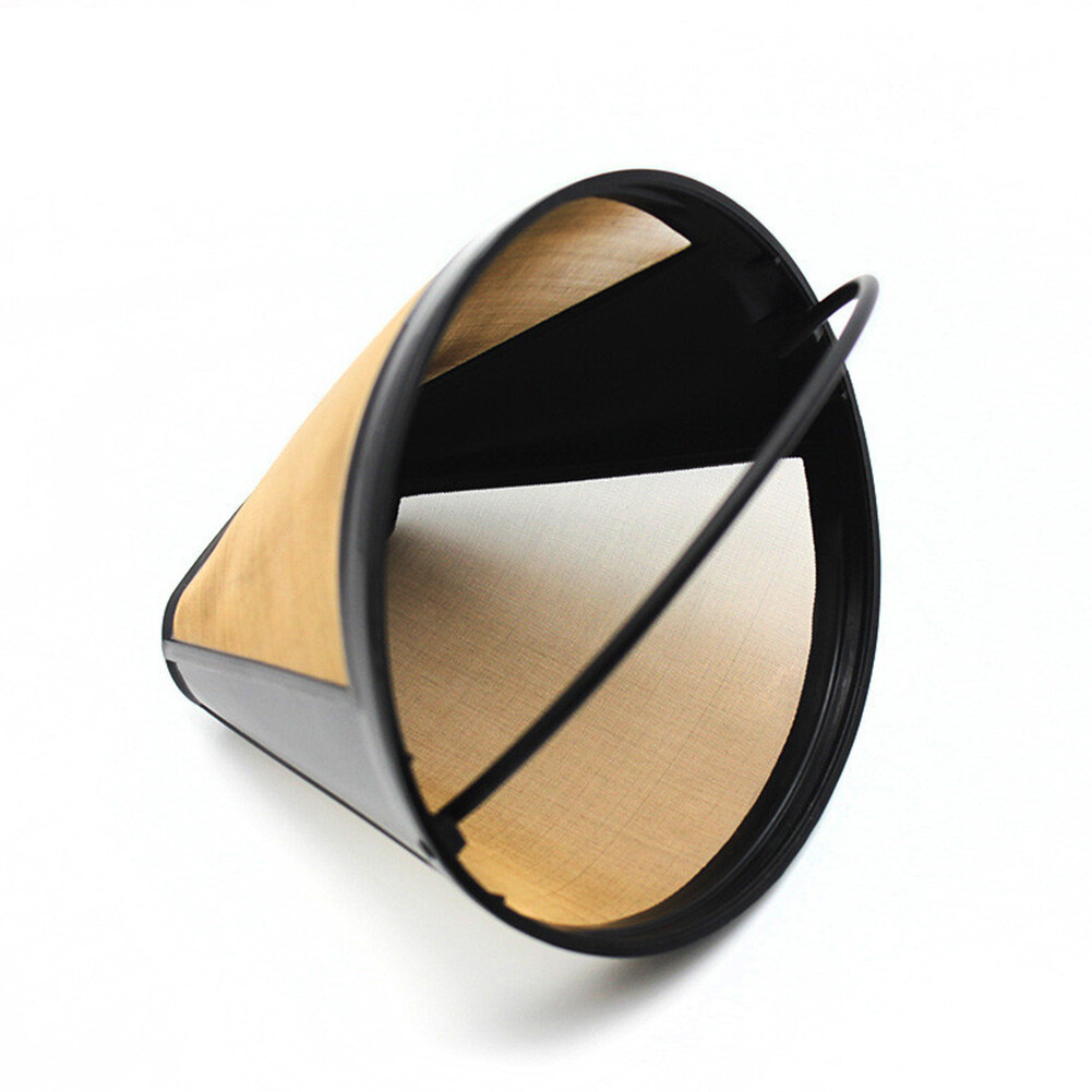 Reusable Permanent Cone Shape Handled Coffee Filter Stainless Mesh ...