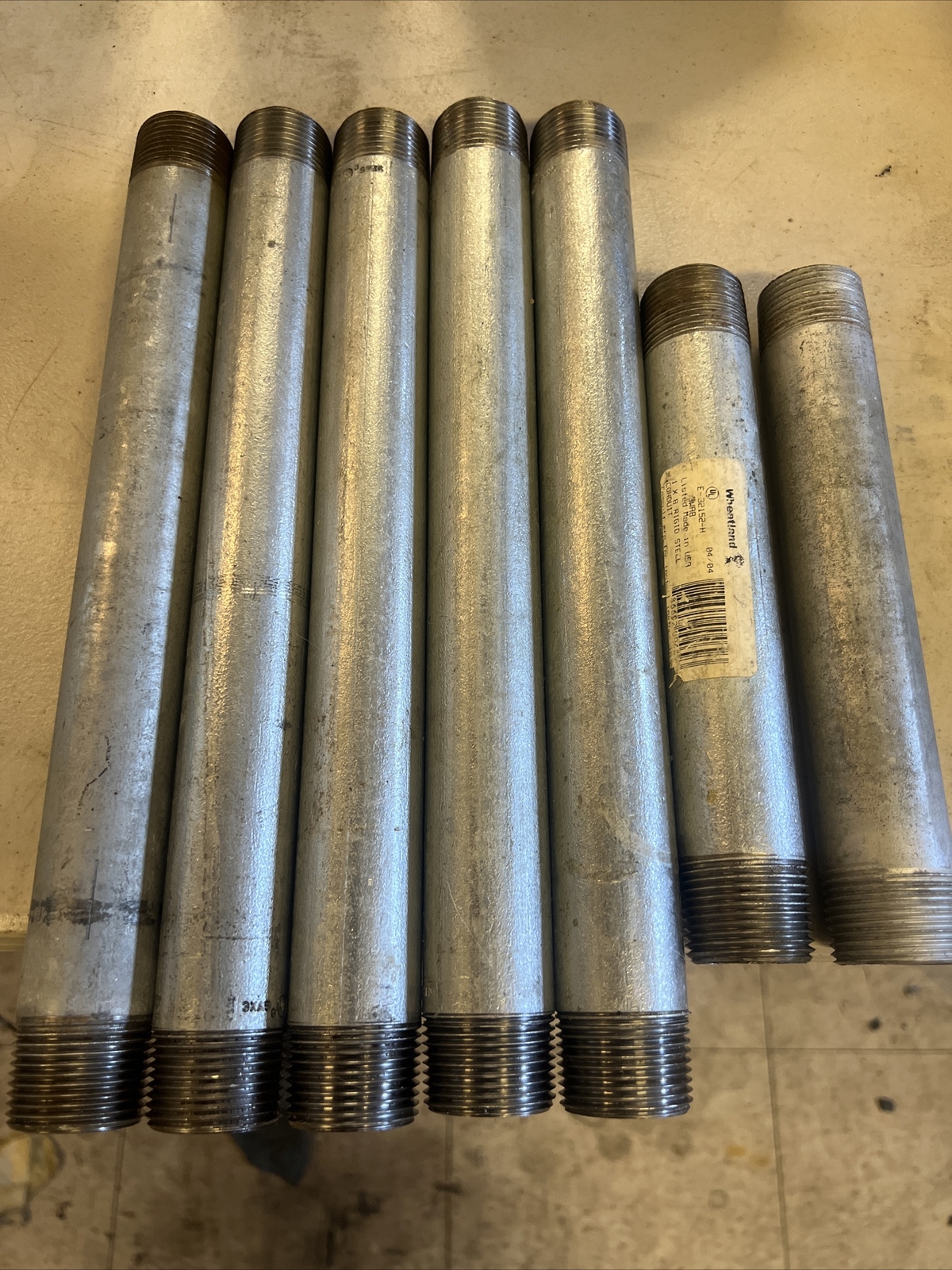 5 QTY 1” GALVANIZED Rigid STEEL 12" pipe 1 x 12 And 2 QTY 1” X 8” Water ...
