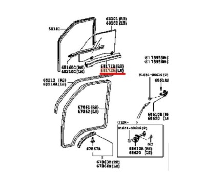 Front door glass inner weather strip for Hijet Jumbo S201 S211 68171 ...