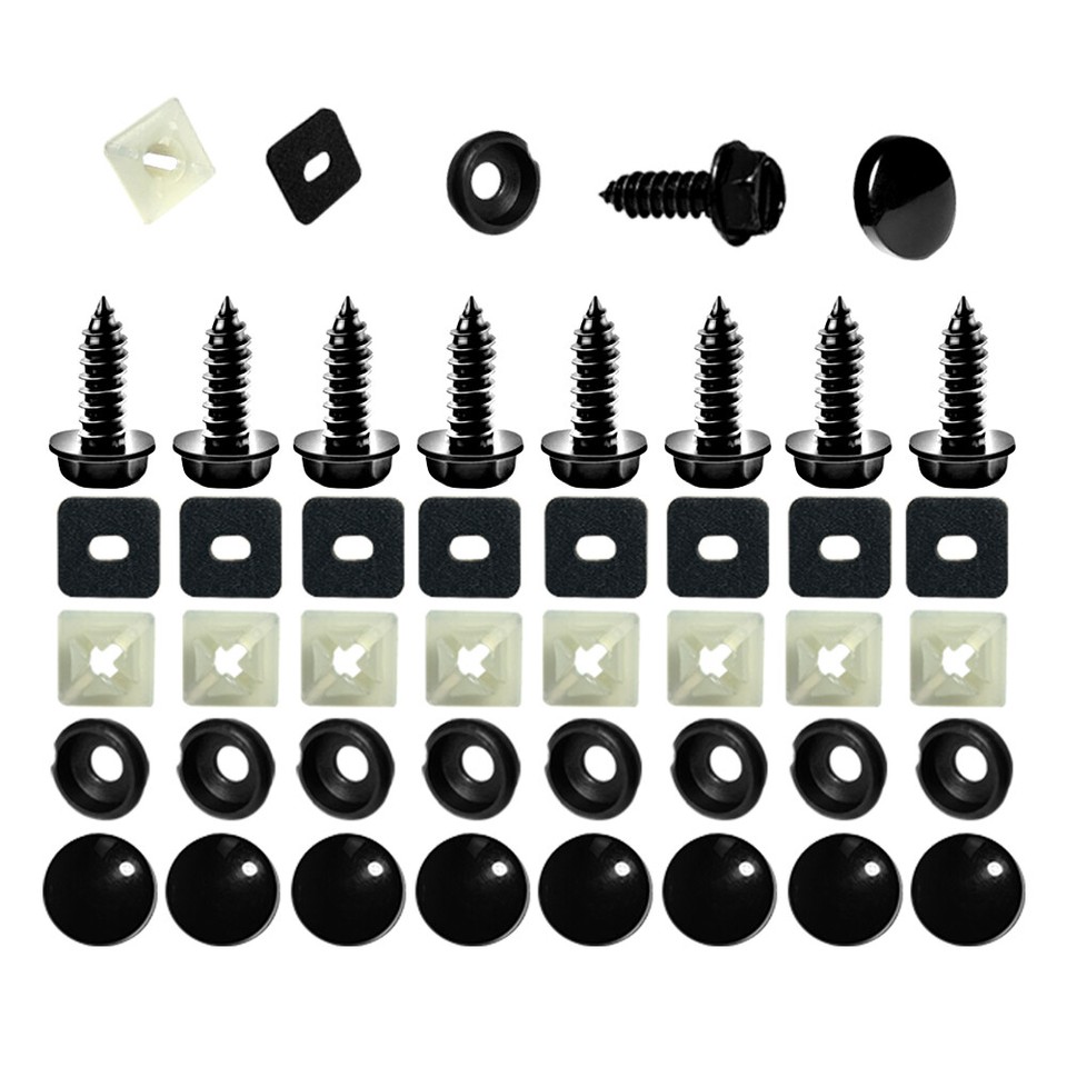 8 PCS Black License Plate Screws Stainless Steel Bolts Caps Car ...