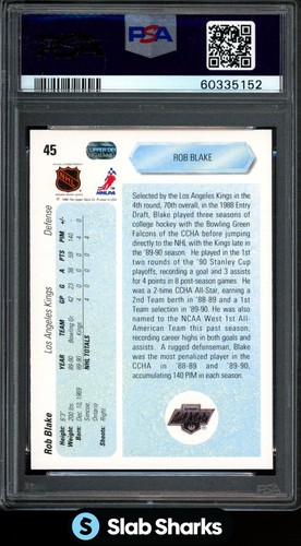 1990 UPPER DECK #45 ROB BLAKE ROOKIE RC MINT PSA 9 | eBay