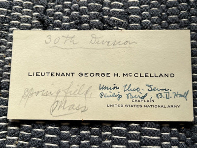 WWI Calling Card Silver Star Winner Lt George McClelland US Army | eBay