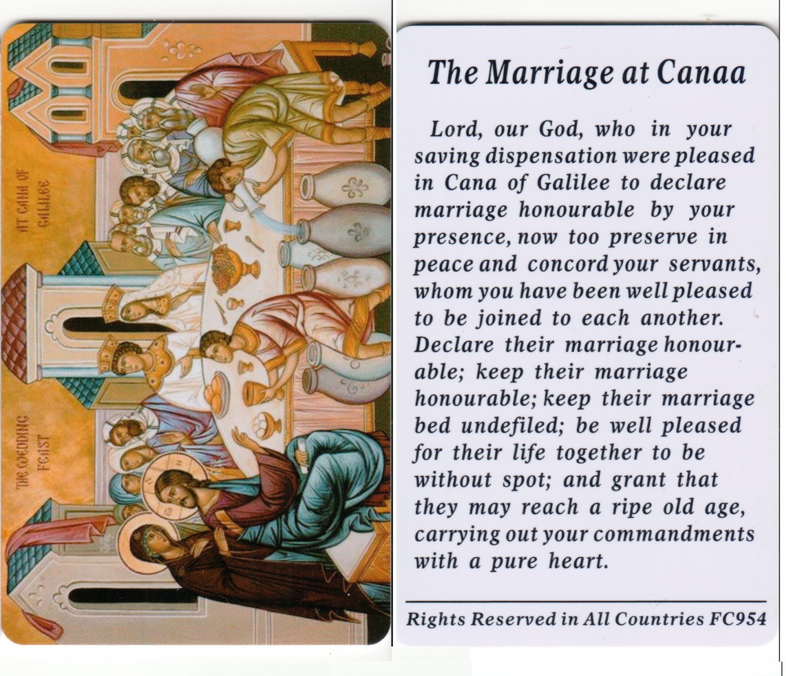 Orthodox Icon Prayer Card - Wedding at Canaa (2.2" x 3.4") Durable ...