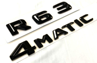 #1 BLACK R63 + 4MATIC REPLACEMENT FOR MERCEDES REAR TRUNK EMBLEM BADGE ...
