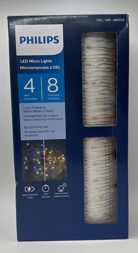 Philips LED Micro Lights 4 Sets 8 Functions 50 Lights Per Set Christmas ...
