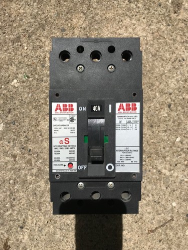 ABB UXAB 727131 R 111 CIRCUIT BREAKER UXAB727131R111 480 VAC 40AMP 3 ...