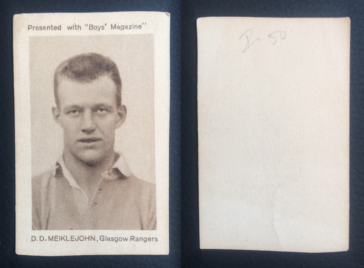 RARE Boys Magazine Footballers Card 1923 D.D. Meiklejohn - Glasgow ...