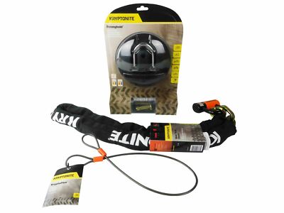 Kryptonite Stronghold and 525 2.5' Looped Cable NY Chain 1217 5.5' w ...