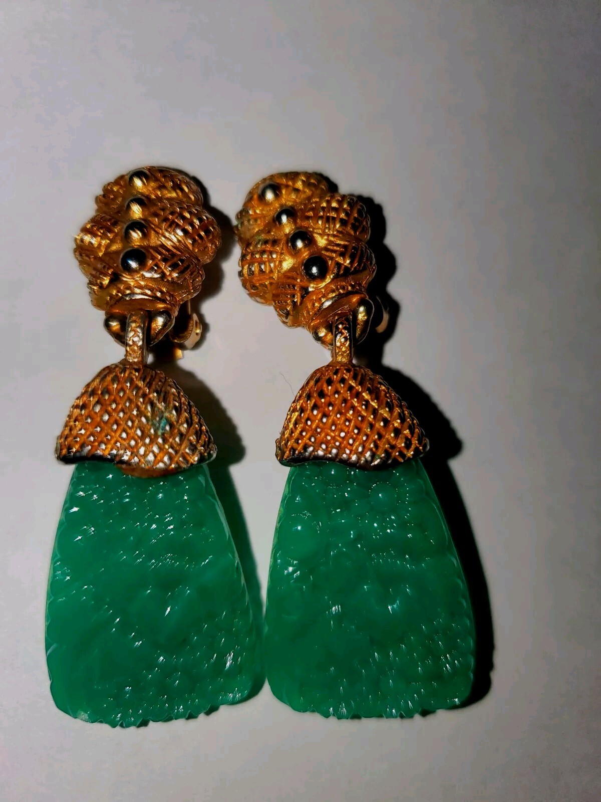 RARE Vintage HAR Hargo Creations Faux Jade Peking Gla… - Gem