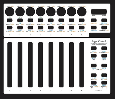 Overlay (weiß) für Behringer BCF2000 in Logic Control emulation mode ...