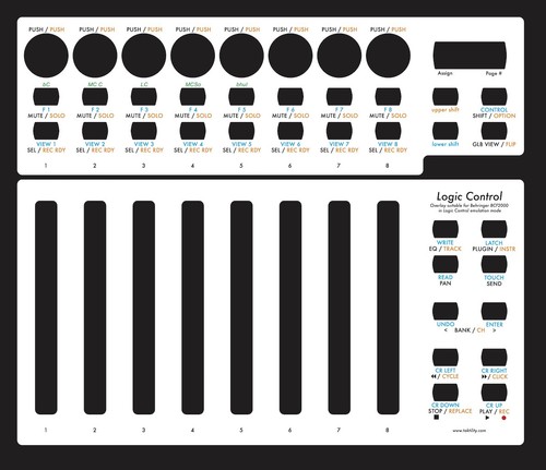 Overlay (weiß) für Behringer BCF2000 in Logic Control emulation mode | eBay