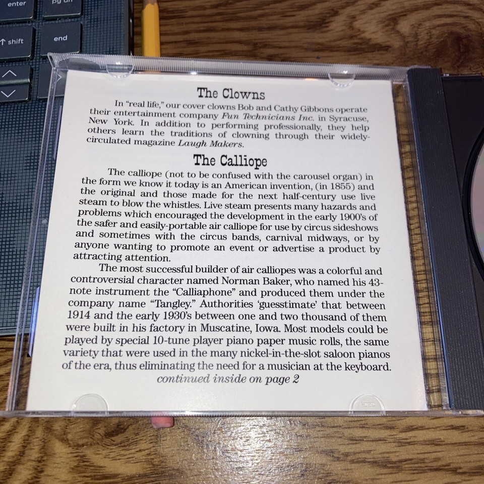Clown and Midway Calliope Music Vol. 2 CD, Roehl 1994 | eBay