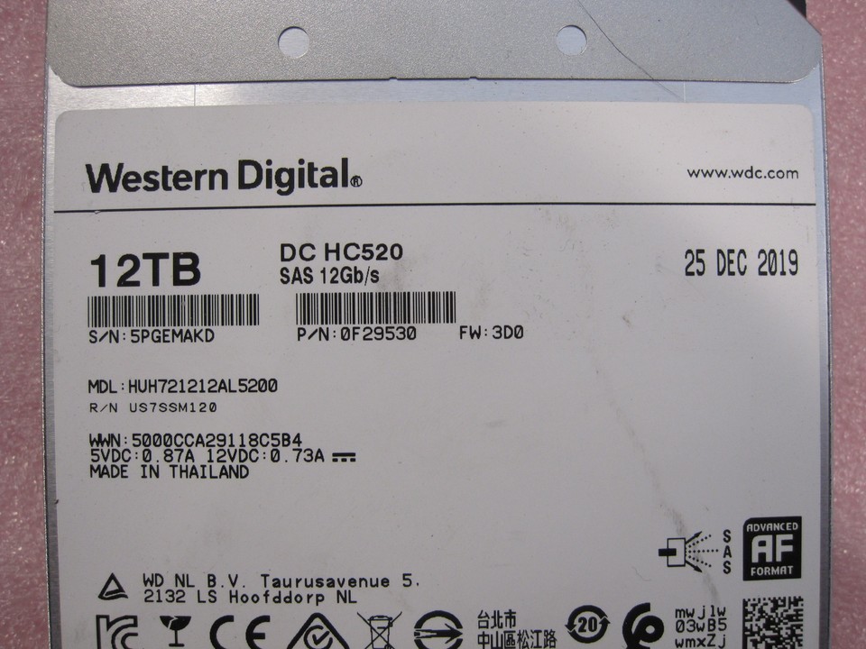 Western Digital DC HC520 Ultrstar 12TB SAS 12Gb/s 3.5" HDD ...