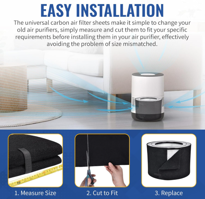 Universal Cut to Fit Carbon Pad Pre Filter Roll for Air Purifiers ...