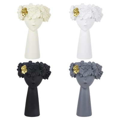 Resin Human Head Flower Vase Statue Plants Planter Pot Living Room ...