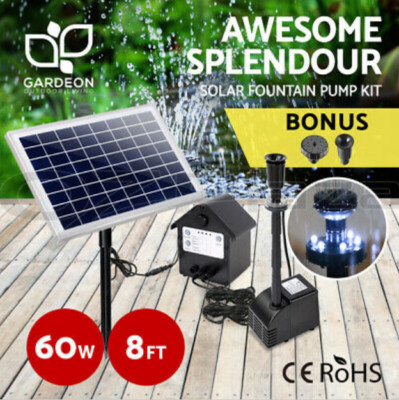 60W Solar Powered Pond Pump Battery Outdoor Fountain Submersible with ...
