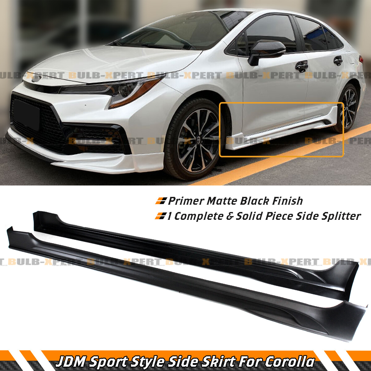 FOR 2020-2024 TOYOTA COROLLA 4DR SEDAN GR STYLE MATT BLACK SIDE SKIRT ...