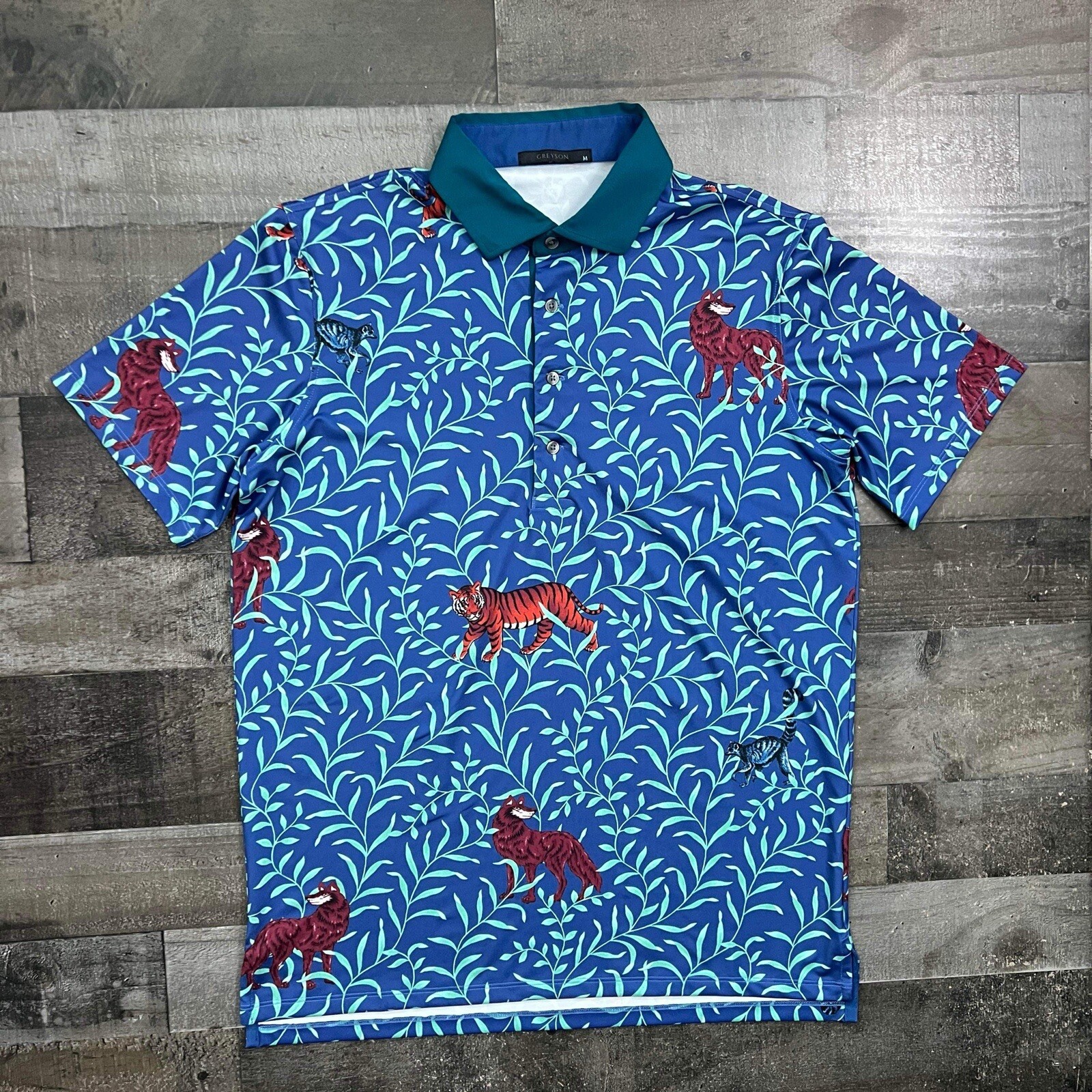 GREYSON Golf Polo Shirt JUNGLE WOLF MONGOOSE Tiger 🐅 Men’s Medium | eBay