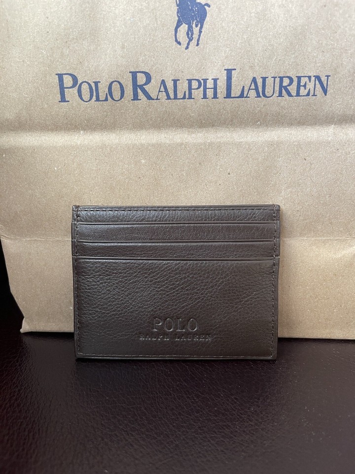 Polo Ralph Lauren Mens credit card wallet NWT brown leather NWT/polo ...