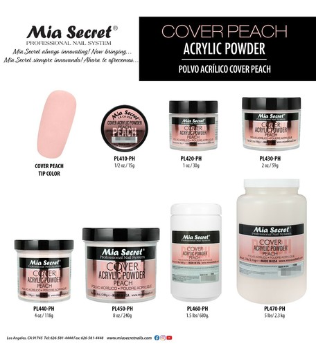 Mia Secret Professional Nail Cover PEACH Acrylic Powder - Choose Size ...