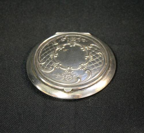 Antique 875 Silver Mirror Compact Floral Lace Pattern Top Russian? | eBay