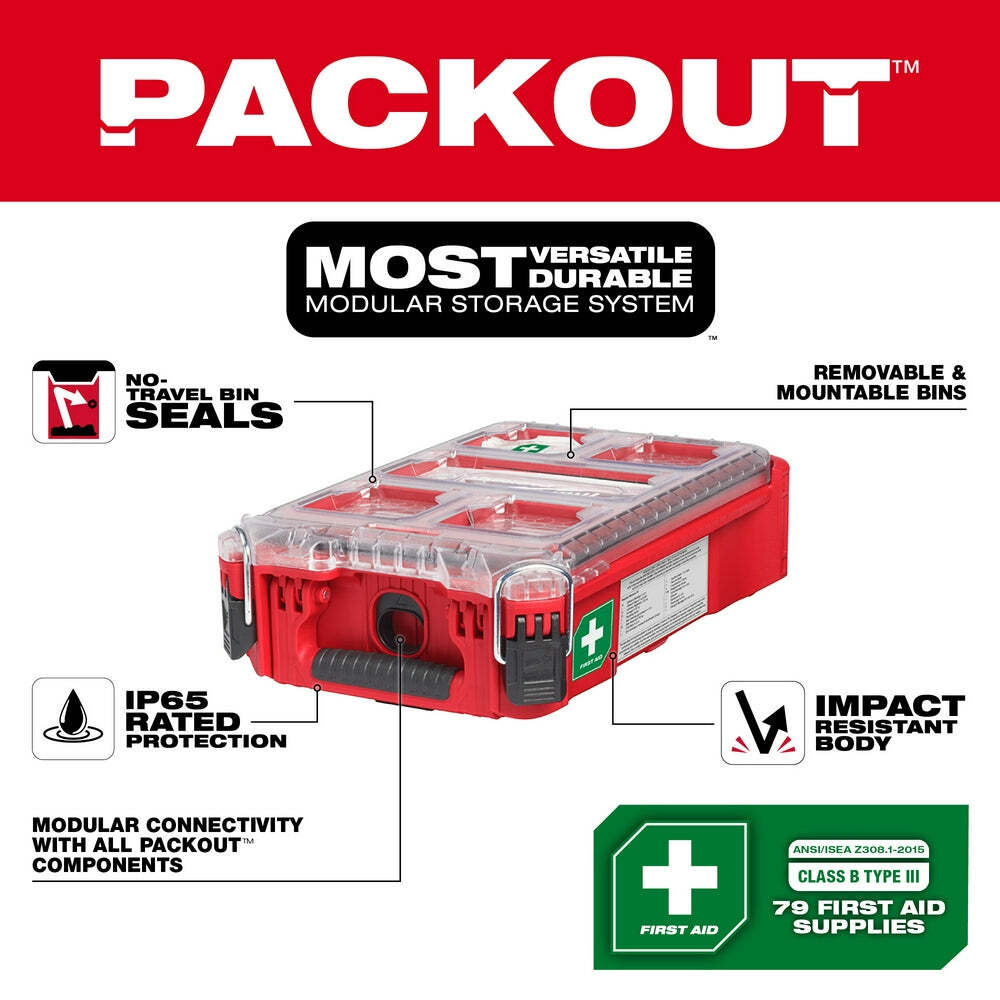Milwaukee 48-73-8435CB Class A Type 3 PACKOUT First Aid KIT w/ PACKOUT ...