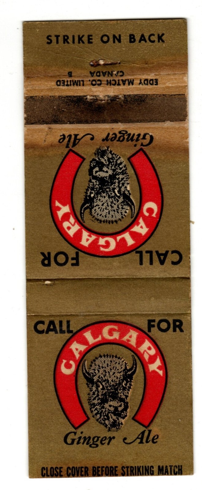 CALGARY GINGER ALE matchbook matchcover - SODA BEVERAGE ADVERTISING | eBay