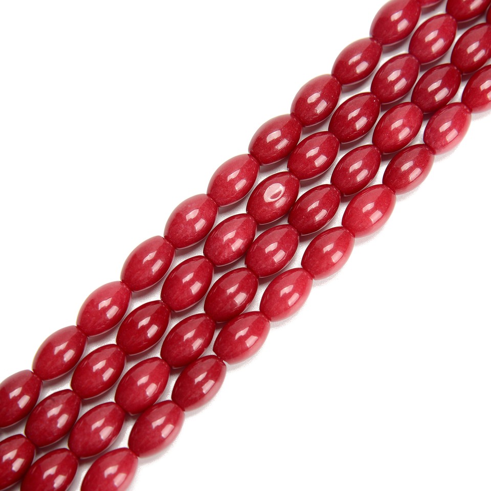 Ruby Red Dyed Jade Rice Shape Beads Size 8x12mm 15.5'' Strand (8x12mm ...