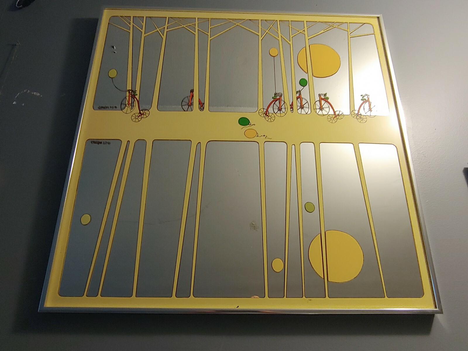Vintage 1975 Greg Copeland Mirror / Wall Art - Tricycles, Balloons ...