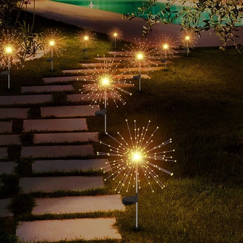 Garden Lights Solar Outdoor Path Lawn Lamp Firework Waterproof Decor ...