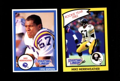 (2) 1990 Kenner Starting Lineup Mike Merriweather Steelers Cards | eBay