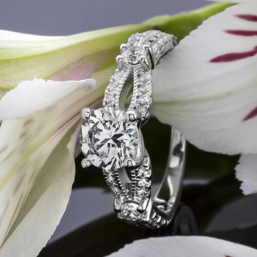 Infinity Style 1.71 Ct H VS2 Round Diamond Engagement Ring White Gold ...