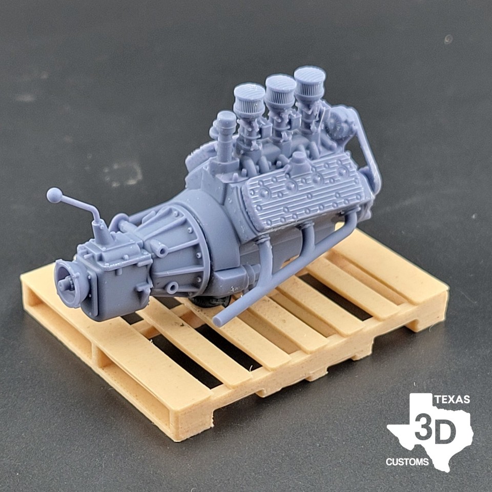 Ford Flathead V8 with 3x2 intake model engine resin 3D printed 1:24-1:8 ...