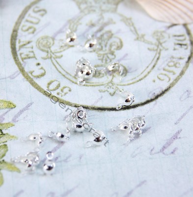 30 bright Silver tone 4mm x 8mm Crimp Bead knot cover Clamshell Calotte ...