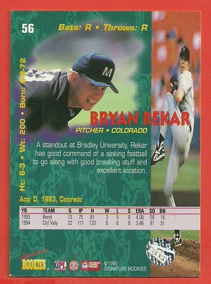BRYAN REKAR - 1995 Signature Rookies Tetrad Autographs #56 /5000 | eBay