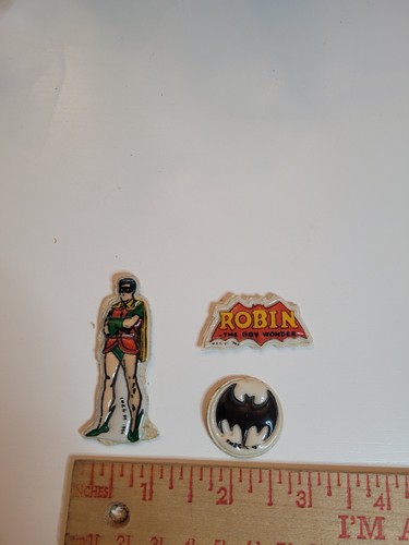 3 SUPER RARE ROBIN RAISED EMBOSSED VINYL STICKERS MARKED DC 1966 2 ...