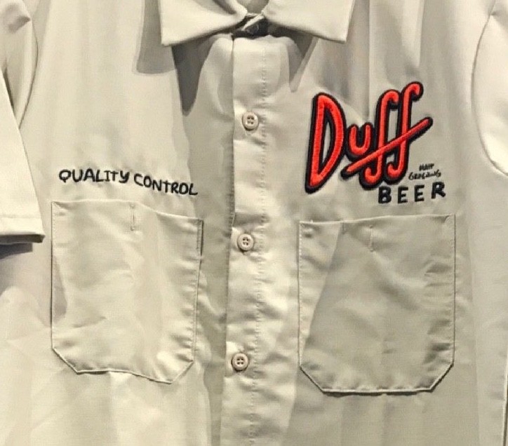 Universal Studios The Simpsons Quality Control Duff Beer Work Shirt ...