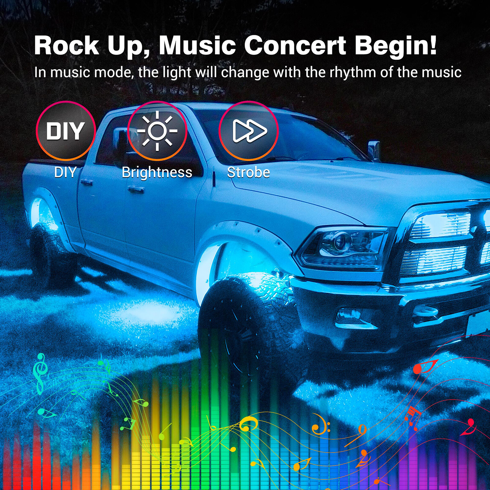 MICTUNING 8 Pods Q1 RGB LED Rock Light Kit Underglow Truck Neon Lamp+Remote APP 191301053670 | eBay