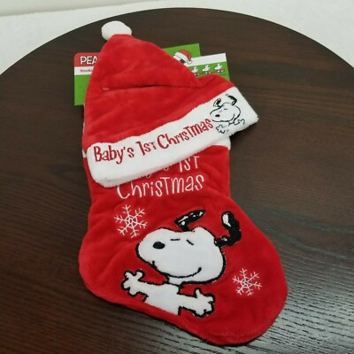Peanuts Snoopy Baby's 1st Christmas Stocking & Hat Red White Soft | eBay