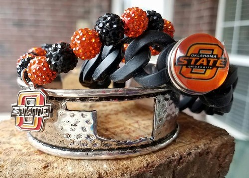 Rustic Charm Oklahoma State OSU Shamballa Bracelet Cuff Stack | eBay