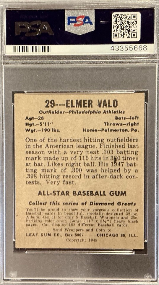 1948 Leaf Elmer Valo VG4 | eBay