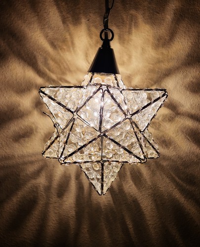 Vintage Silver & Clear Beaded Star Hanging Light/Corded Electric | eBay