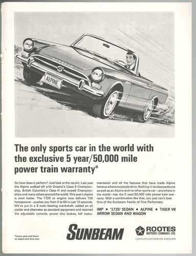 1967 SUNBEAM ALPINE advertisement, Canadian print ad, convertible | eBay