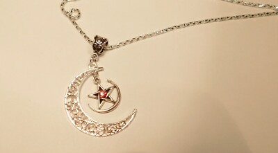 Moon and Star w/Ruby Red crystal, Mystic, magic, celestial, awesome. | eBay