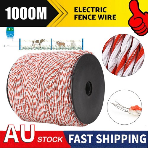 1000M Roll Electric Fence Wire Tape Poly Stainless Steel Temporary ...