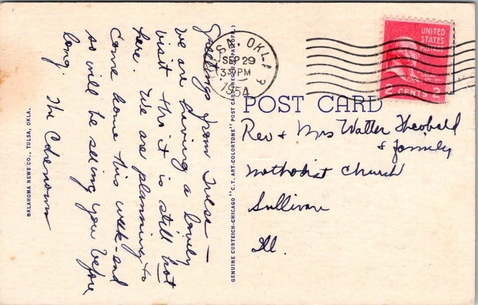 Tulsa OK Boston Avenue Record Book Shop Bus Autos 1950 Linen postcard ...